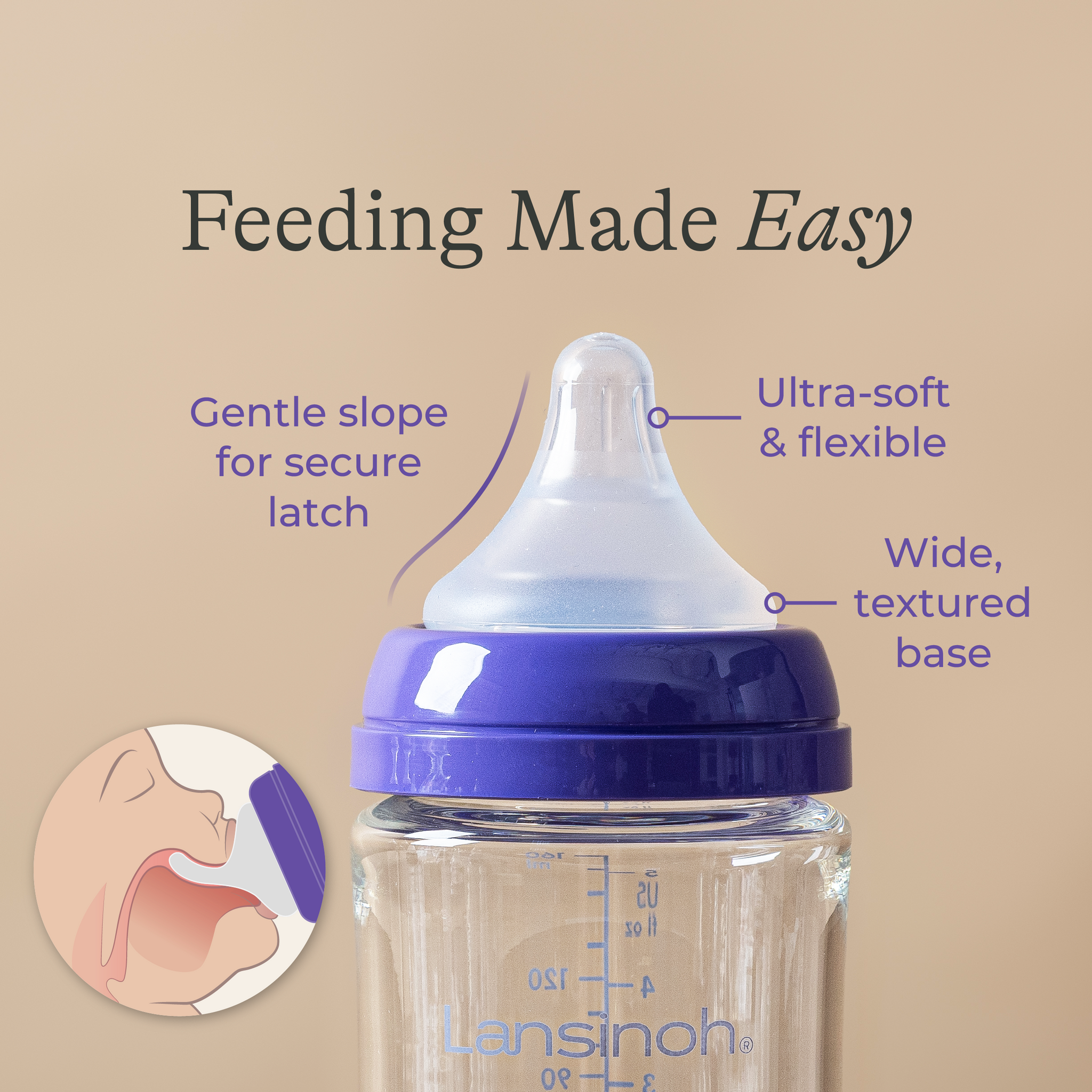 Lansinoh Baby Bottles with NaturalWave Nipple (8oz)