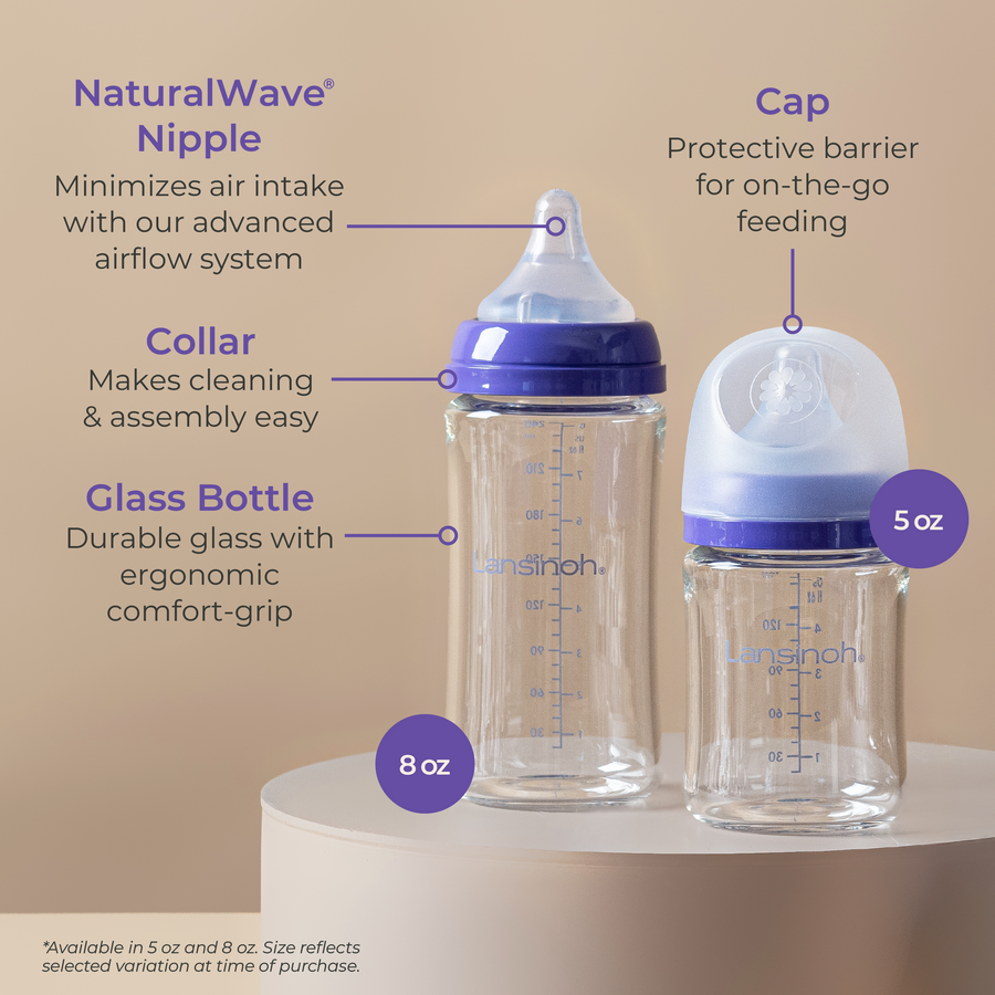 Lansinoh Baby Bottles with NaturalWave Nipple (8oz)